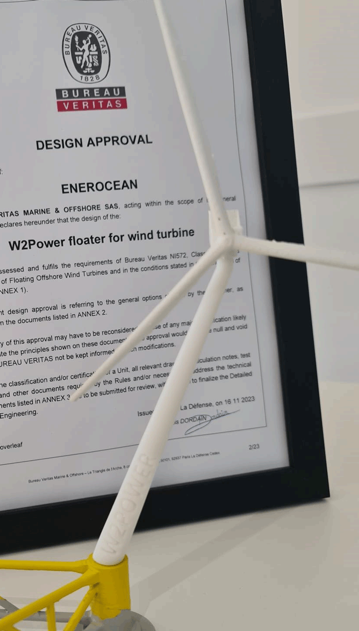 FLOATING WIND: ENEROCEAN’S W2POWER RECEIVES DESIGN APPROVAL FROM BUREAU ...